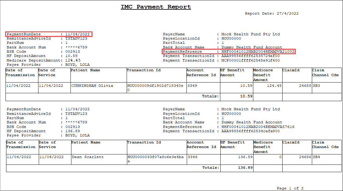 IMC and IHC claim reports